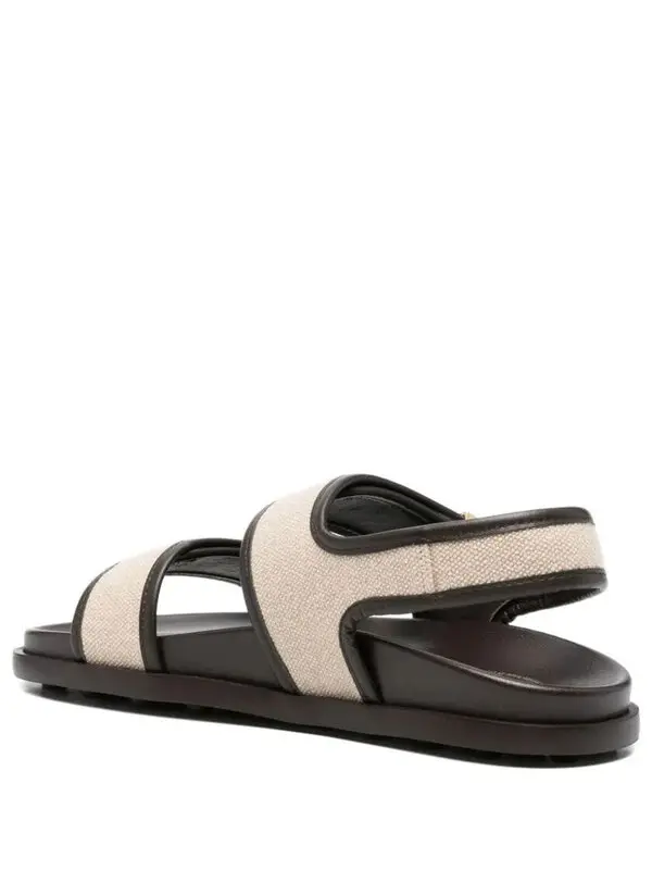 TOD'S Double-strap Fabric Sandals With Leather Detailing - Multicolor