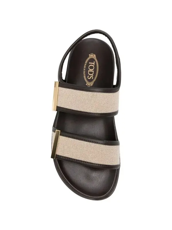 TOD'S Double-strap Fabric Sandals With Leather Detailing - Multicolor