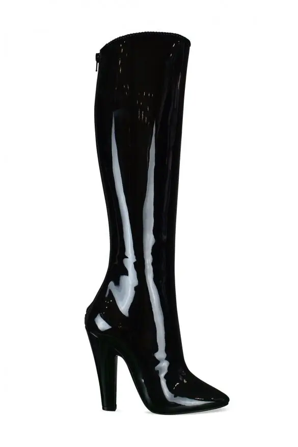 Saint Laurent Patent Leather Knee-high Boots - Black