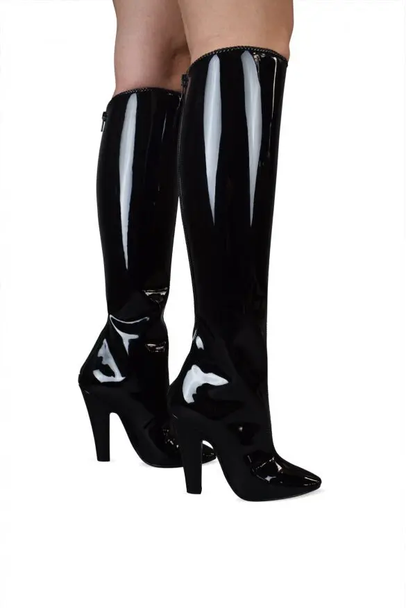 Saint Laurent Patent Leather Knee-high Boots - Black