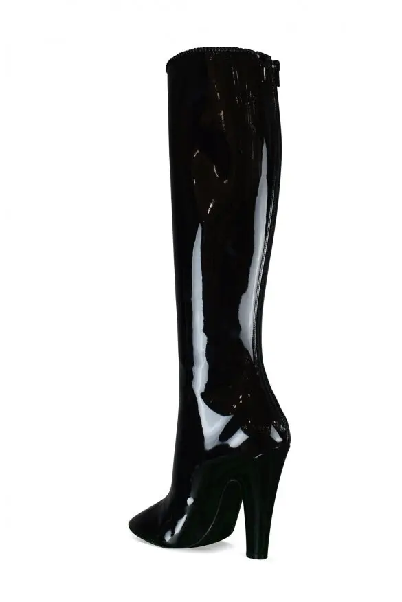 Saint Laurent Patent Leather Knee-high Boots - Black