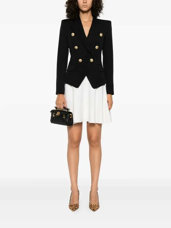 Balmain Double-breasted Wool Jacket With Peak Lapels - Black