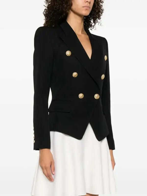 Balmain Double-breasted Wool Jacket With Peak Lapels - Black