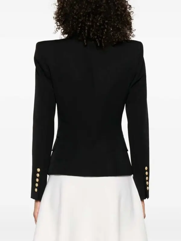 Balmain Double-breasted Wool Jacket With Peak Lapels - Black