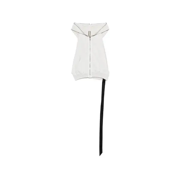Rick Owens Sleeveless Hooded Zip-up Top - Cream