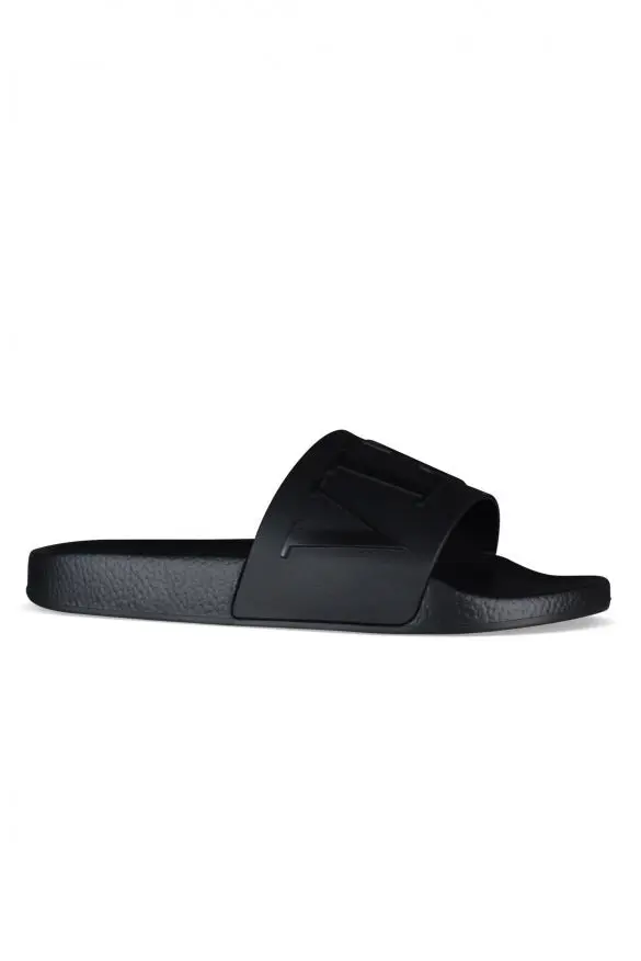 Valentino Garavani Vltn Embossed Rubber Flip Flops - Black