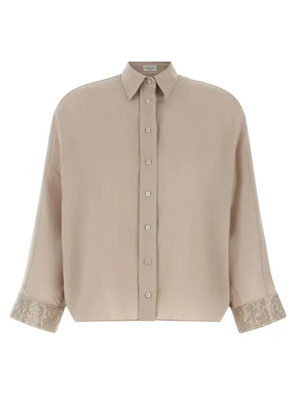 Brunello Cucinelli Linen Shirt With Dazzling Cascade Cuffs