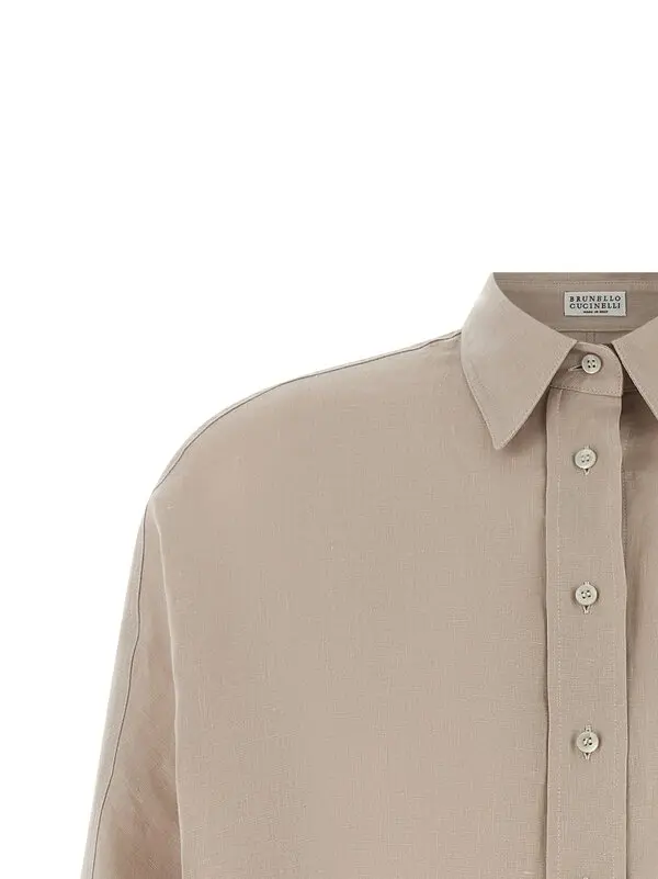 Brunello Cucinelli Linen Shirt With Dazzling Cascade Cuffs