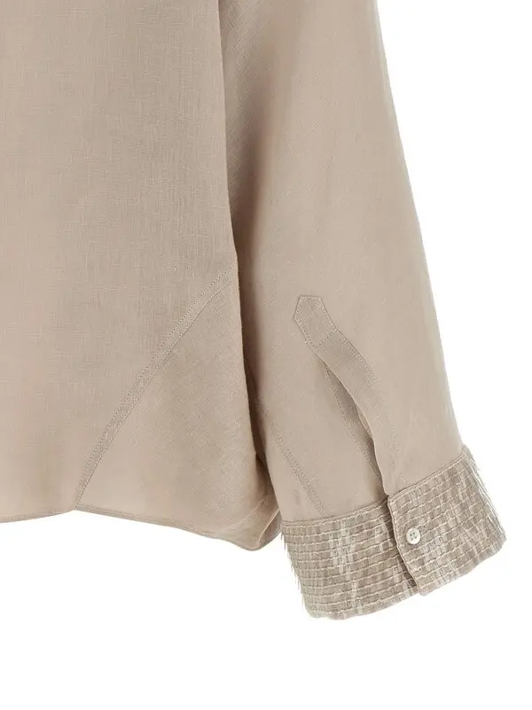 Brunello Cucinelli Linen Shirt With Dazzling Cascade Cuffs