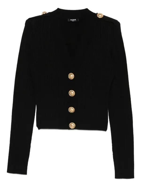 Balmain Ribbed V-neck Button Cardigan