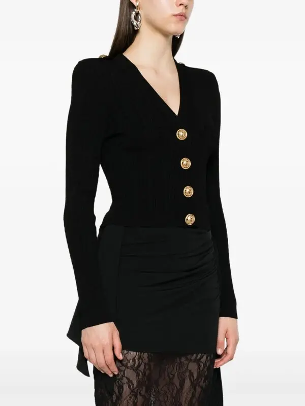 Balmain Ribbed V-neck Button Cardigan