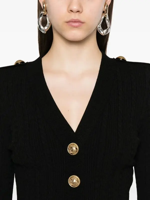 Balmain Ribbed V-neck Button Cardigan
