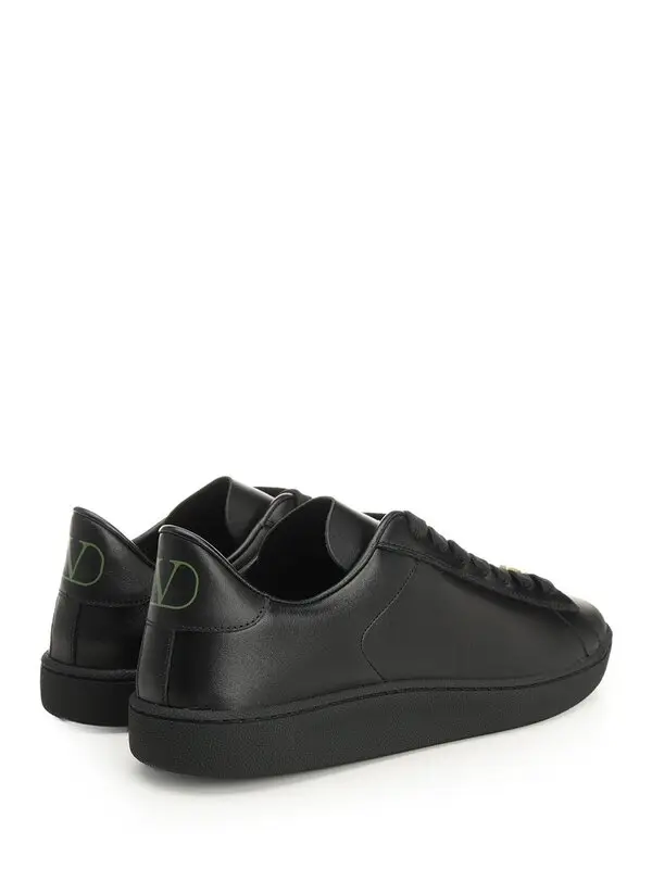 Valentino Garavani Royco Leather Lace-up Sneakers - Black
