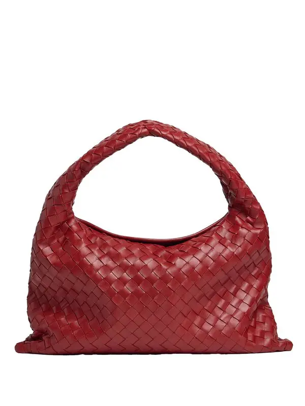 Bottega Veneta Hop Piccola Woven Leather Shoulder Bag - Red