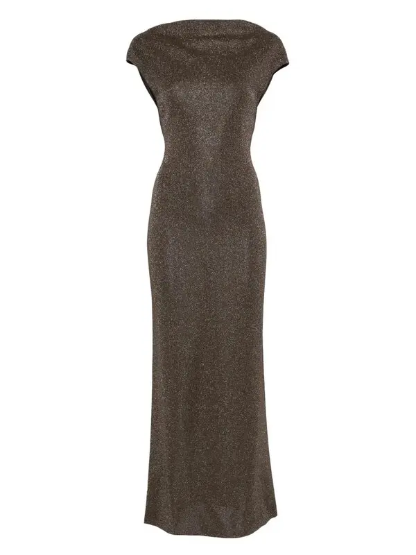 Max Mara Lamé Detail Maxi Dress - Brown
