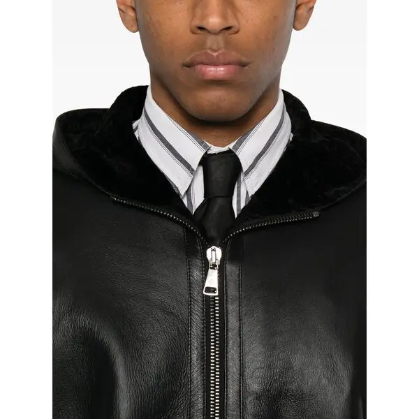 Tagliatore Leather Shearling-trimmed Hooded Jacket