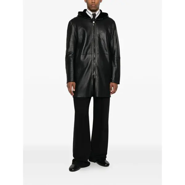 Tagliatore Leather Shearling-trimmed Hooded Jacket