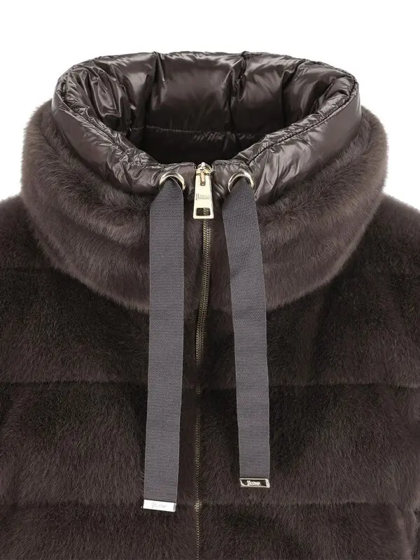 Herno Faux Fur High Neck Down Jacket