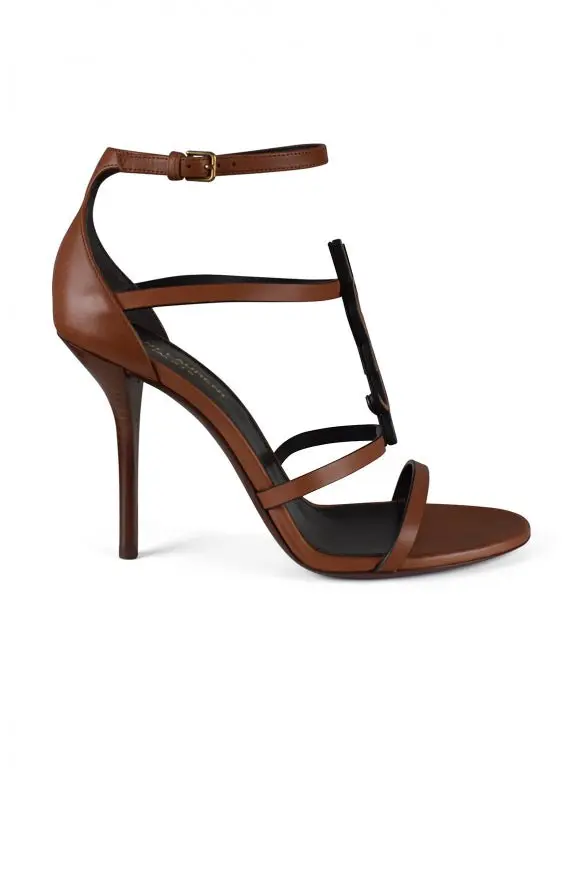 Saint Laurent Cassandra High Heel Sandals - Brown