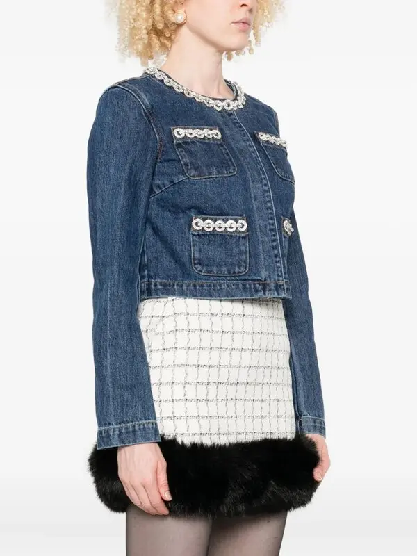 SELF-PORTRAIT Embellished Denim Jacket