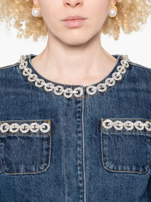 SELF-PORTRAIT Embellished Denim Jacket