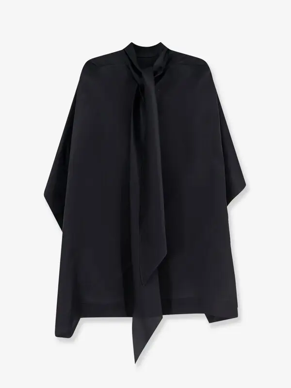 Alberta Ferretti Black Silk Cape - Multicolor