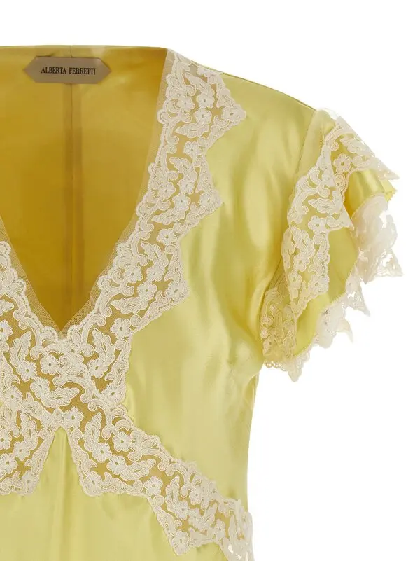 Alberta Ferretti Satin And Lace Top