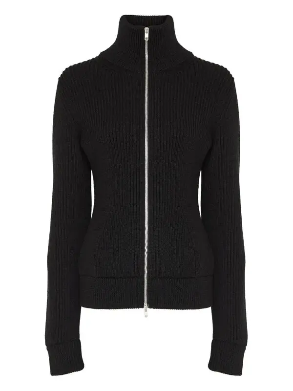 MAISON MARGIELA Ribbed Zip-up Cardigan - Black