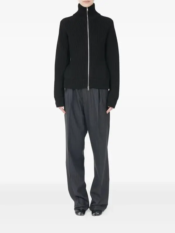 MAISON MARGIELA Ribbed Zip-up Cardigan - Black