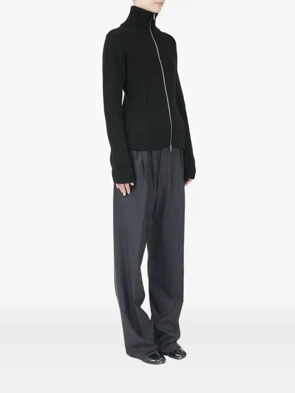 MAISON MARGIELA Ribbed Zip-up Cardigan - Black