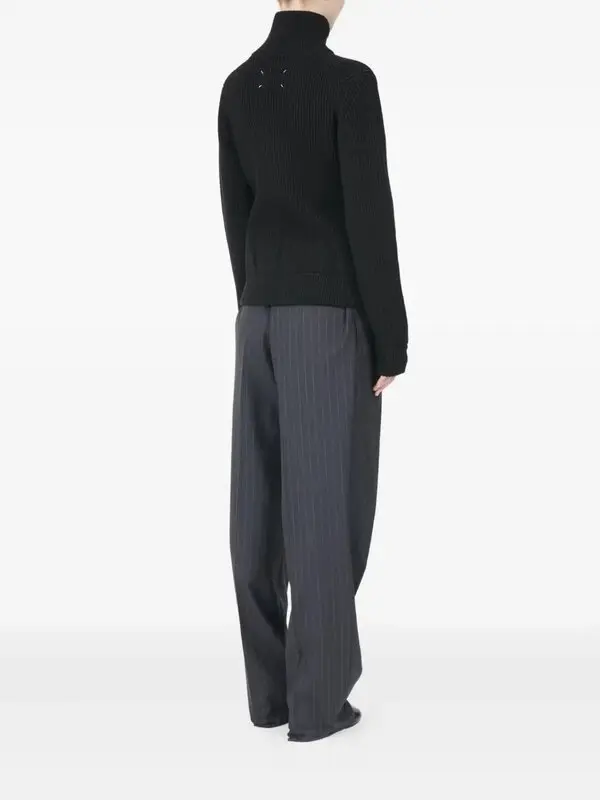 MAISON MARGIELA Ribbed Zip-up Cardigan - Black