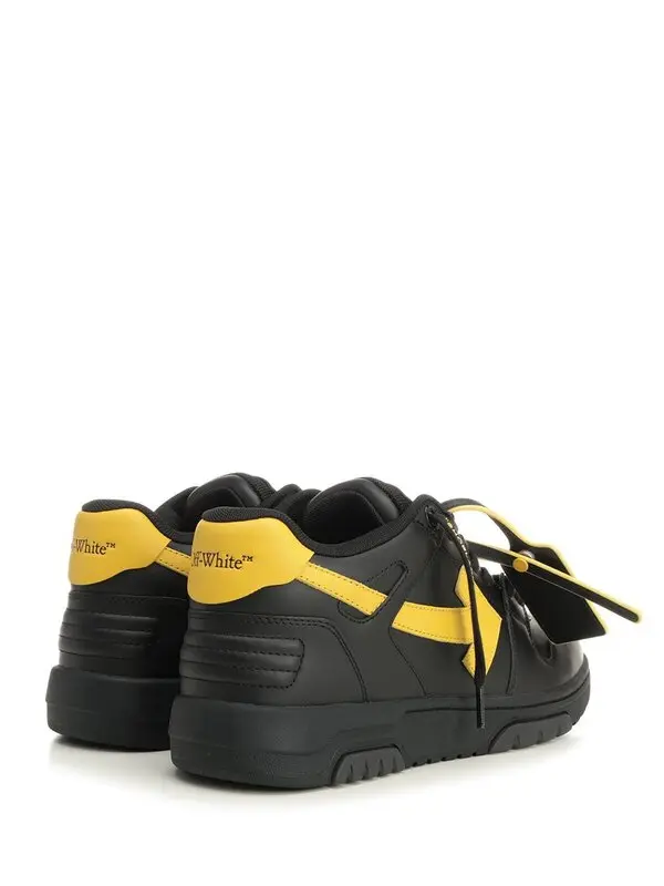 Off-White Out Of Office" Sneaker With Yellow Detailing - Black