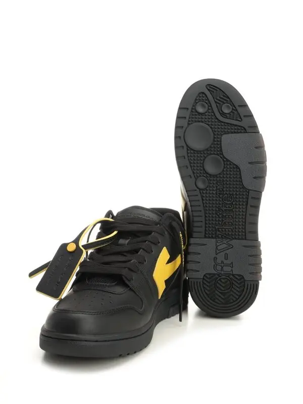 Off-White Out Of Office" Sneaker With Yellow Detailing - Black