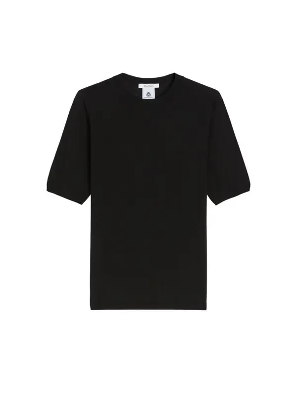 Max Mara Virgin Wool Slim Fit Crew Neck Short Sleeve Sweater