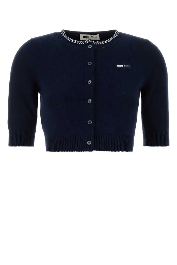 Miu Miu Navy Cotton Cardigan - Blue