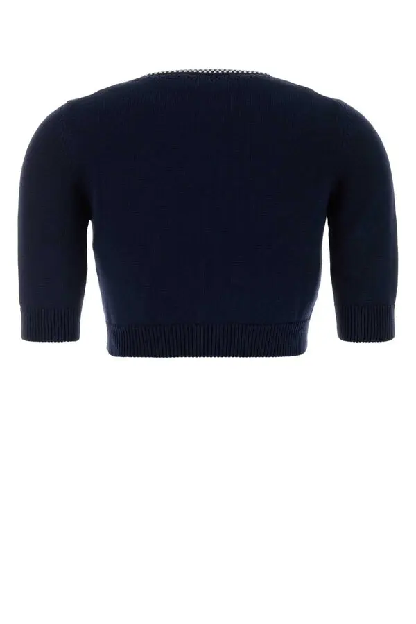 Miu Miu Navy Cotton Cardigan - Blue
