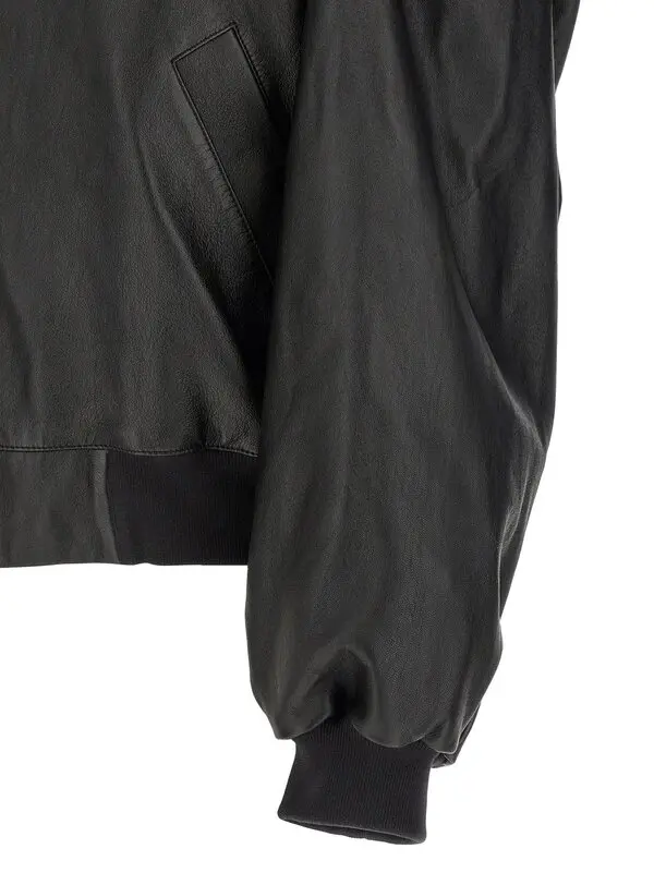 Balenciaga Salon De Couture" Leather Bomber Jacket With Hood