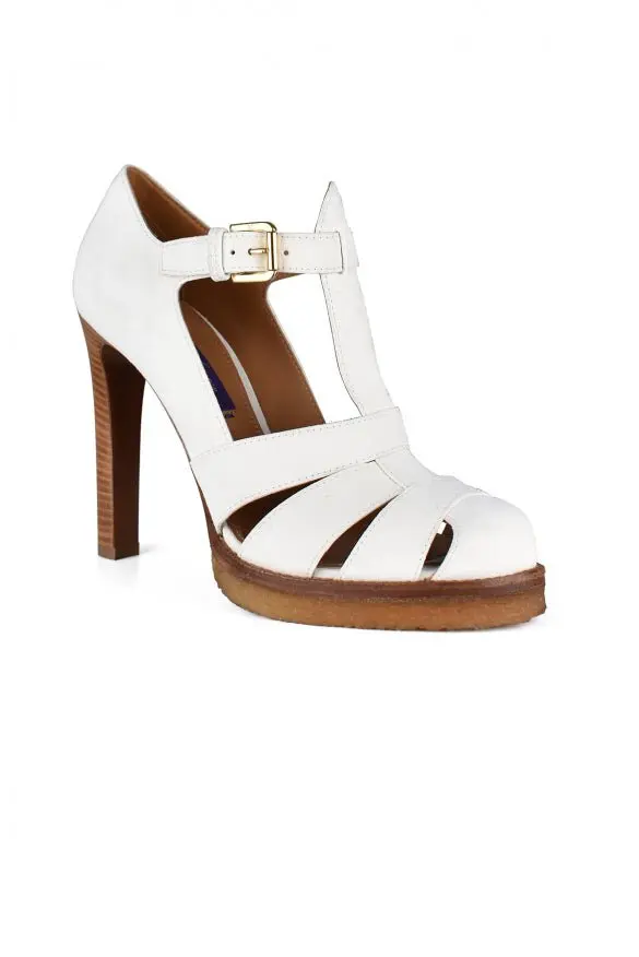 Ralph Lauren Suede T-strap Heeled Sandals