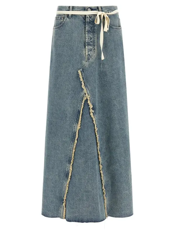MAISON MARGIELA Raw Hem Denim Maxi Skirt - Blue