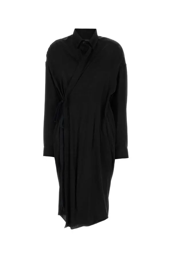 Balenciaga Satin Shirt Dress - Black