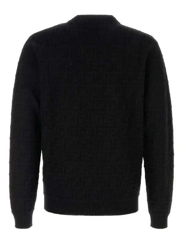 Fendi Ff Patterned Cotton Sweater - Black