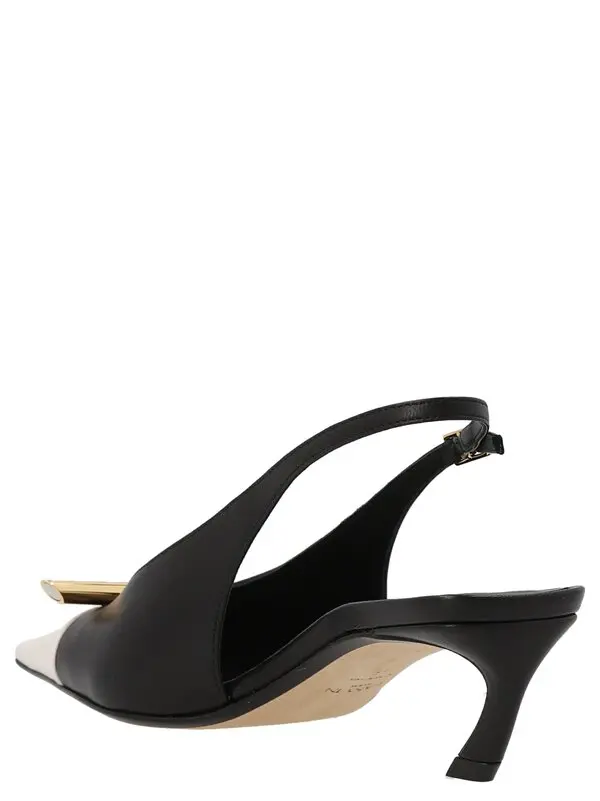LANVIN Two-tone Leather Slingbacks With Metal Detail