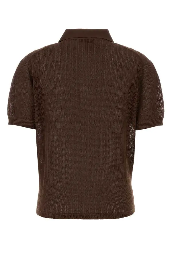 Miu Miu Chocolate Cotton Knit Polo Shirt