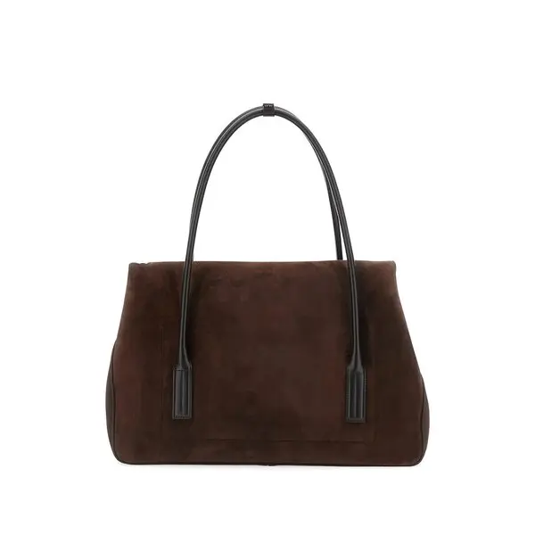 TOM FORD Calf Leather Top Handle Bag With Padlock Detail - Brown