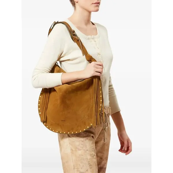 Isabel Marant Étoile Suede Shoulder Bag With Fringe And Studs