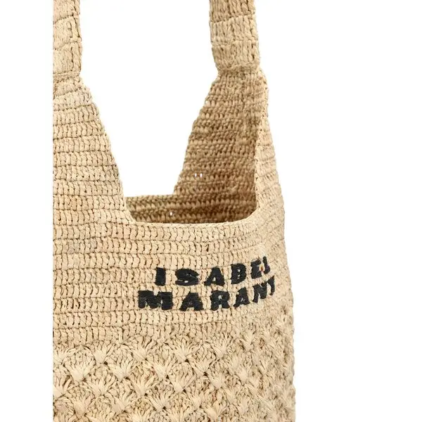 Isabel Marant Étoile Raffia Tote Bag With Logo Lettering