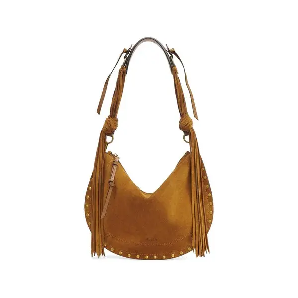 Isabel Marant Étoile Suede Shoulder Bag With Fringe And Studs - Brown