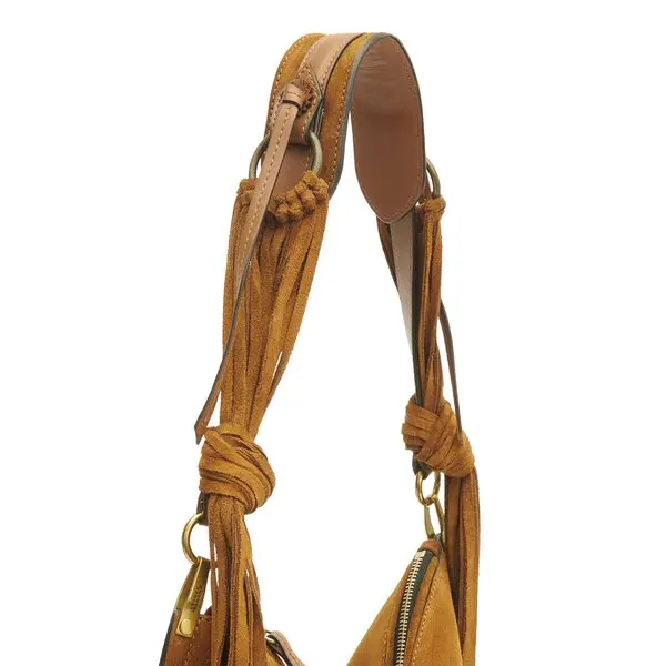 Isabel Marant Étoile Suede Shoulder Bag With Fringe And Studs - Brown