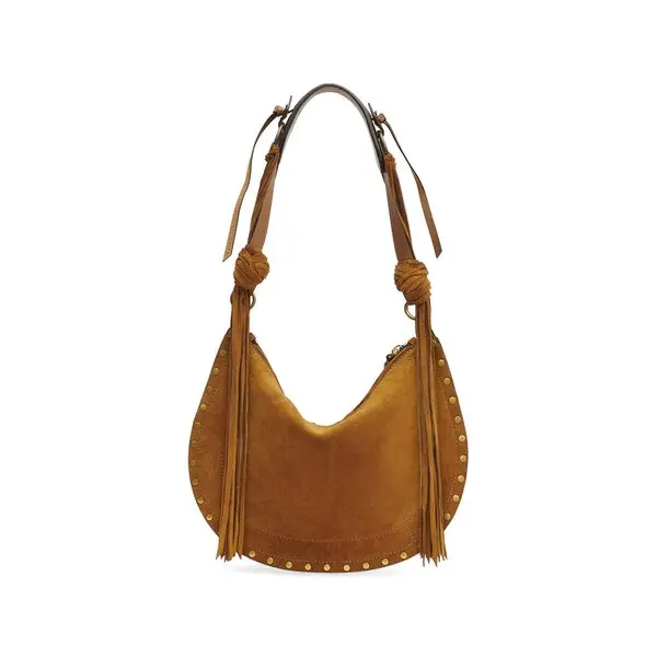 Isabel Marant Étoile Suede Shoulder Bag With Fringe And Studs - Brown