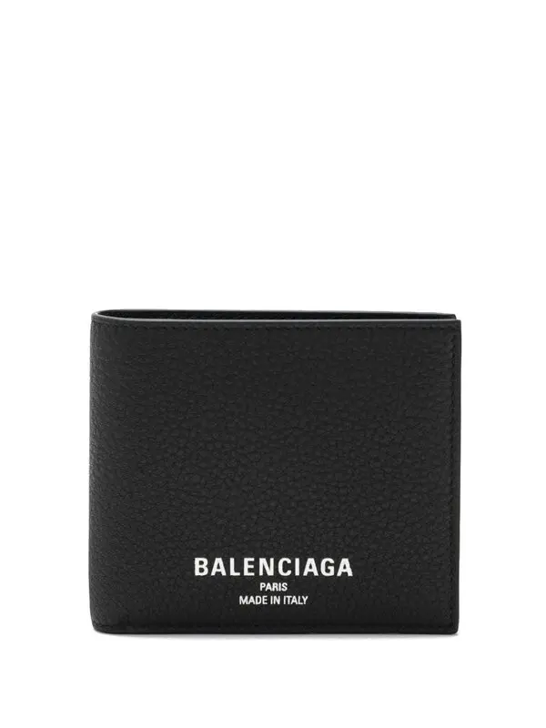 Balenciaga Hammered Leather Bi-fold Wallet - Black